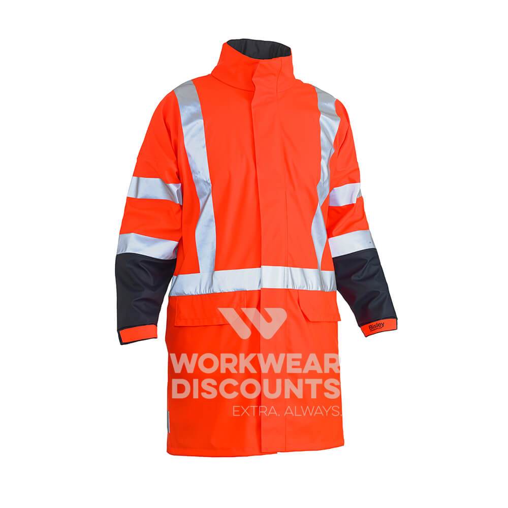 Bisley BJ6955XT Hi Vis X Taped Stretch PU Rain Coat – Workwear Discounts